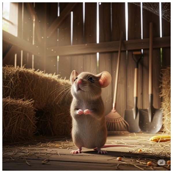 Vocabulary Flashcard: Mouse in the barn