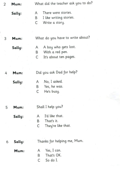MOVERS 9- TEST 2- READING AND WRITING